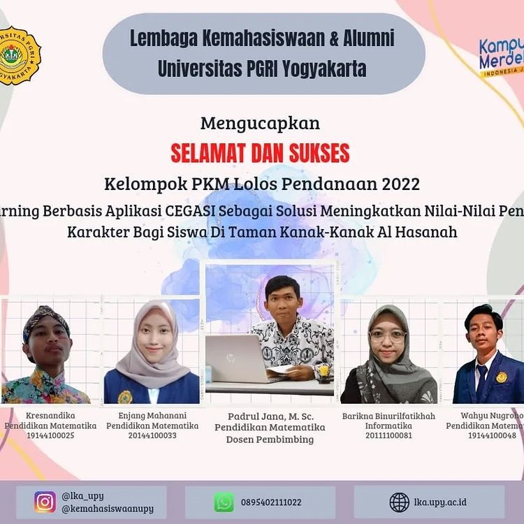 Program Kreativitas Mahasiswa (PKM) Tahun 2022 - INFORMATIKA FST UPY